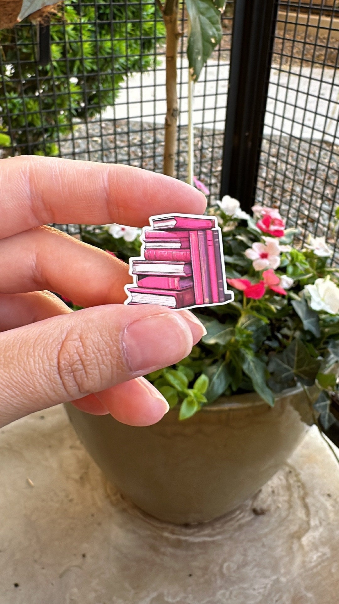 Pink Stack of Books Sticker, Funny Sticker, Kindle Sticker, Tiny ...
