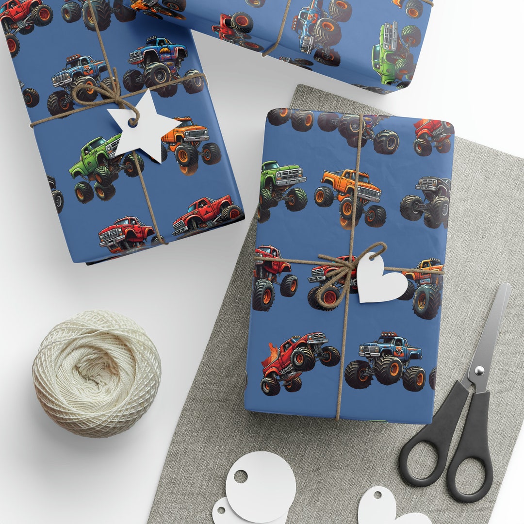 Monster Truck Wrapping Paper Boy Wrapping Paper Birthday Boy Wrapping ...