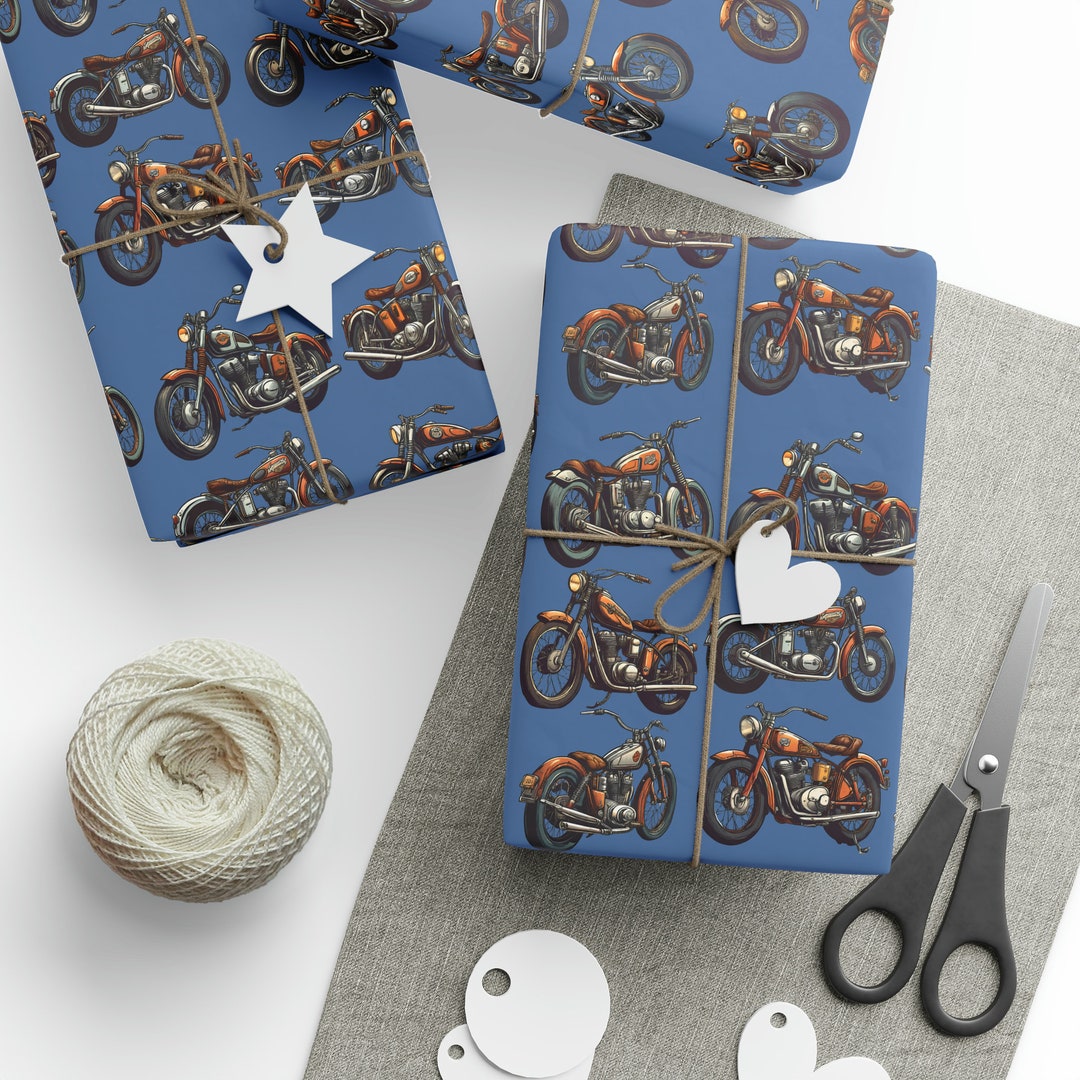 Motorcycle Wrapping Paper - 5th Birthday - 3rd Birthday - 4th Birthday ...