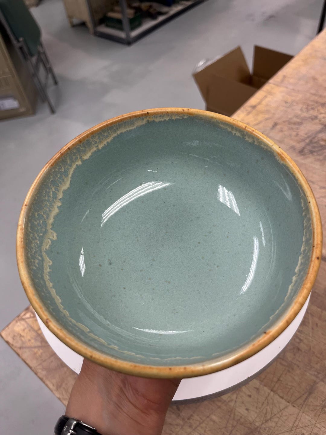 Sandy Yellow Bowl With Teal Interior - Etsy