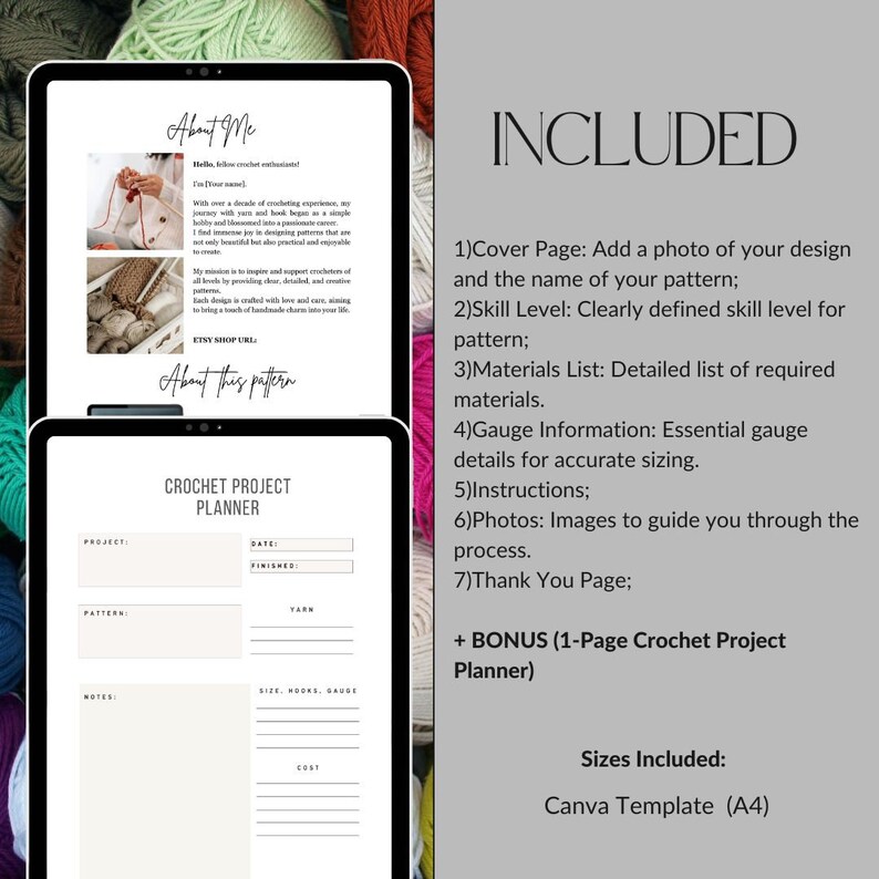 Canva Crochet Pattern Templates, PLR and MRR Rights, Easy Patterns ...
