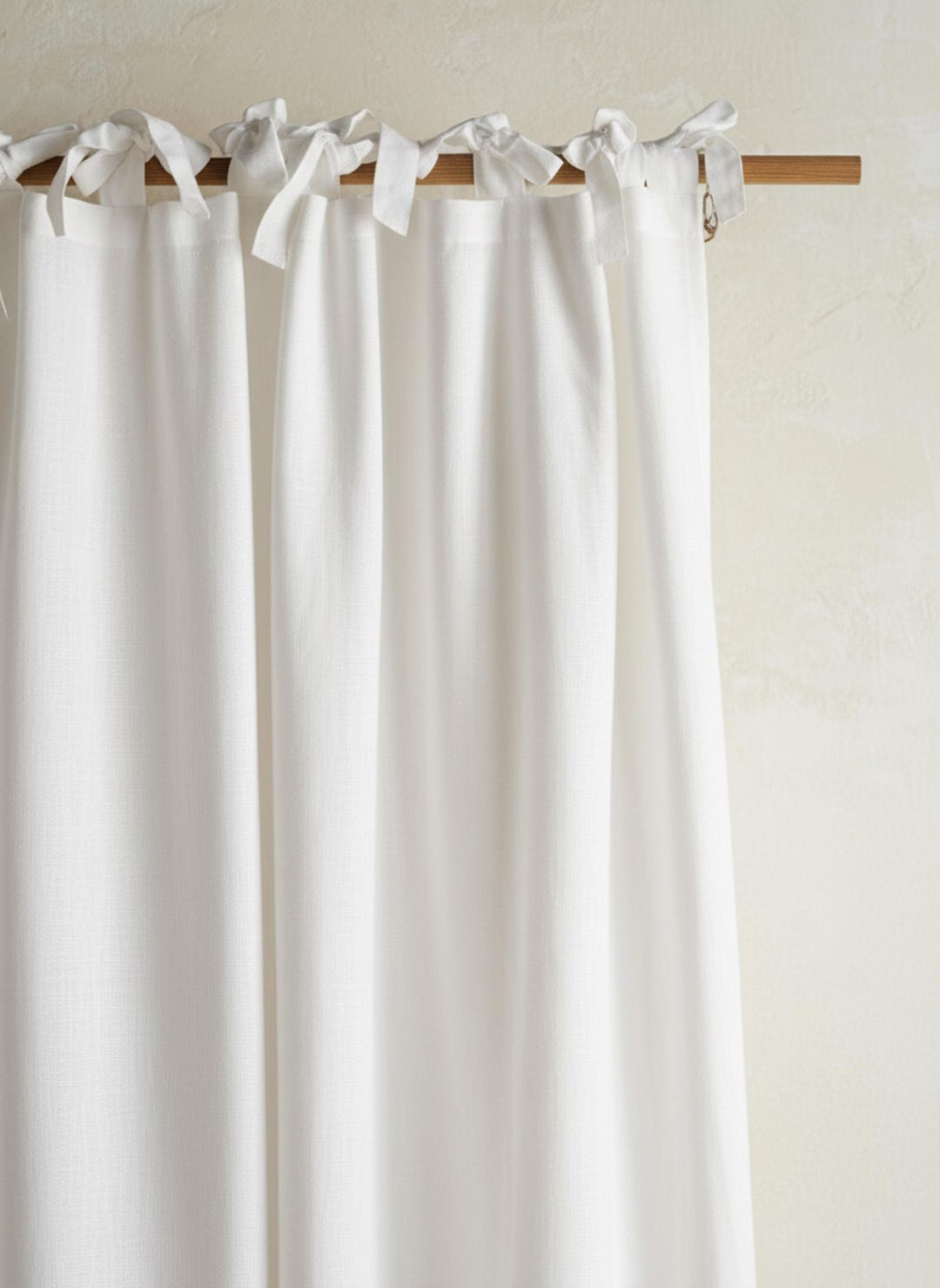 White Bohemian Linen Curtain Tie Top CUSTOM Door Window Linen Drapery ...
