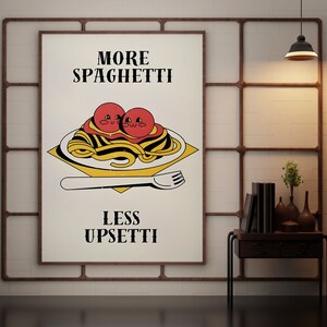 Spaghetti Wall Print, Retro Kitchen Wall Decor, Pasta Print, Spaghetti ...