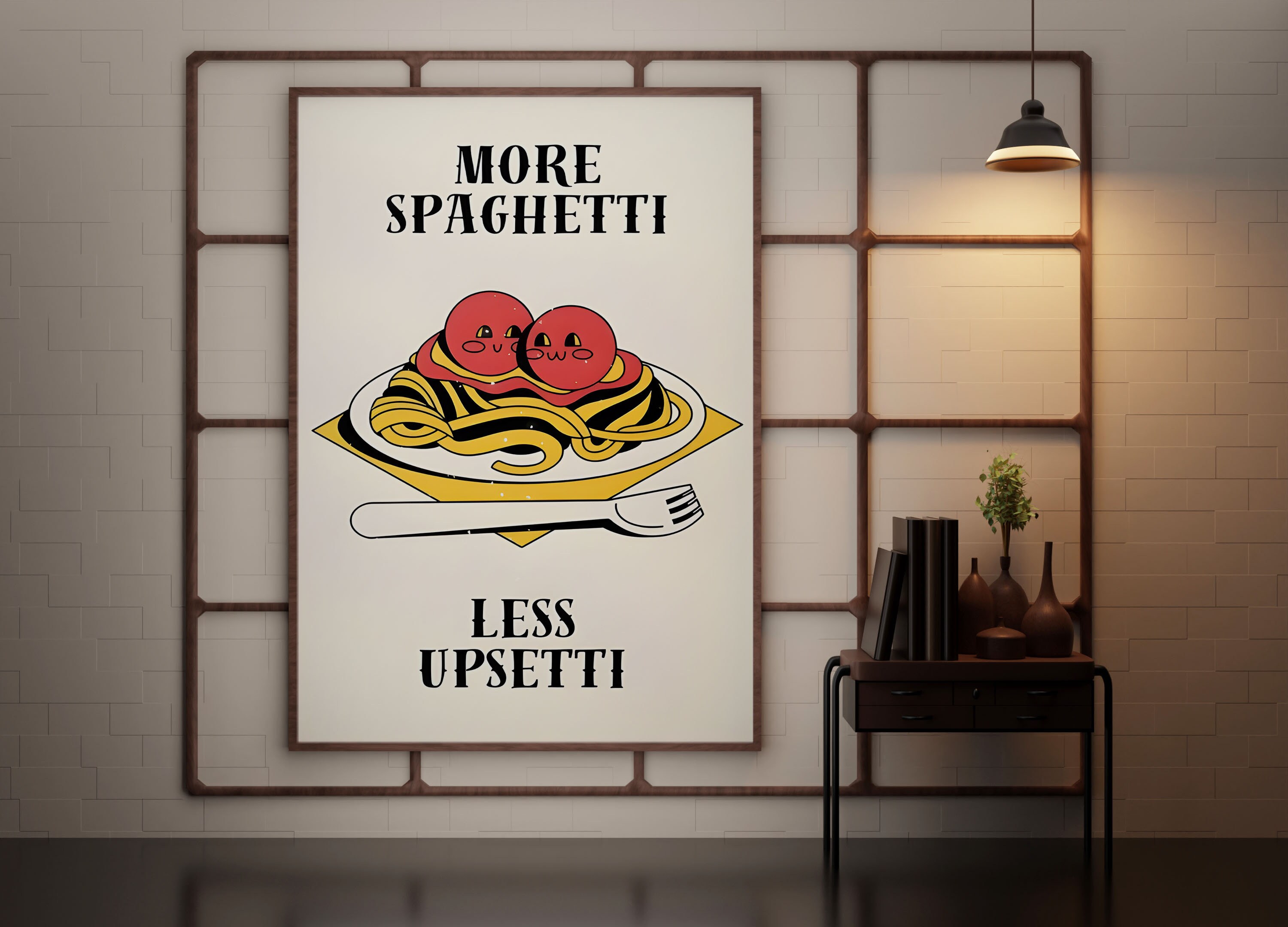 Spaghetti Wall Print, Retro Kitchen Wall Decor, Pasta Print, Spaghetti ...