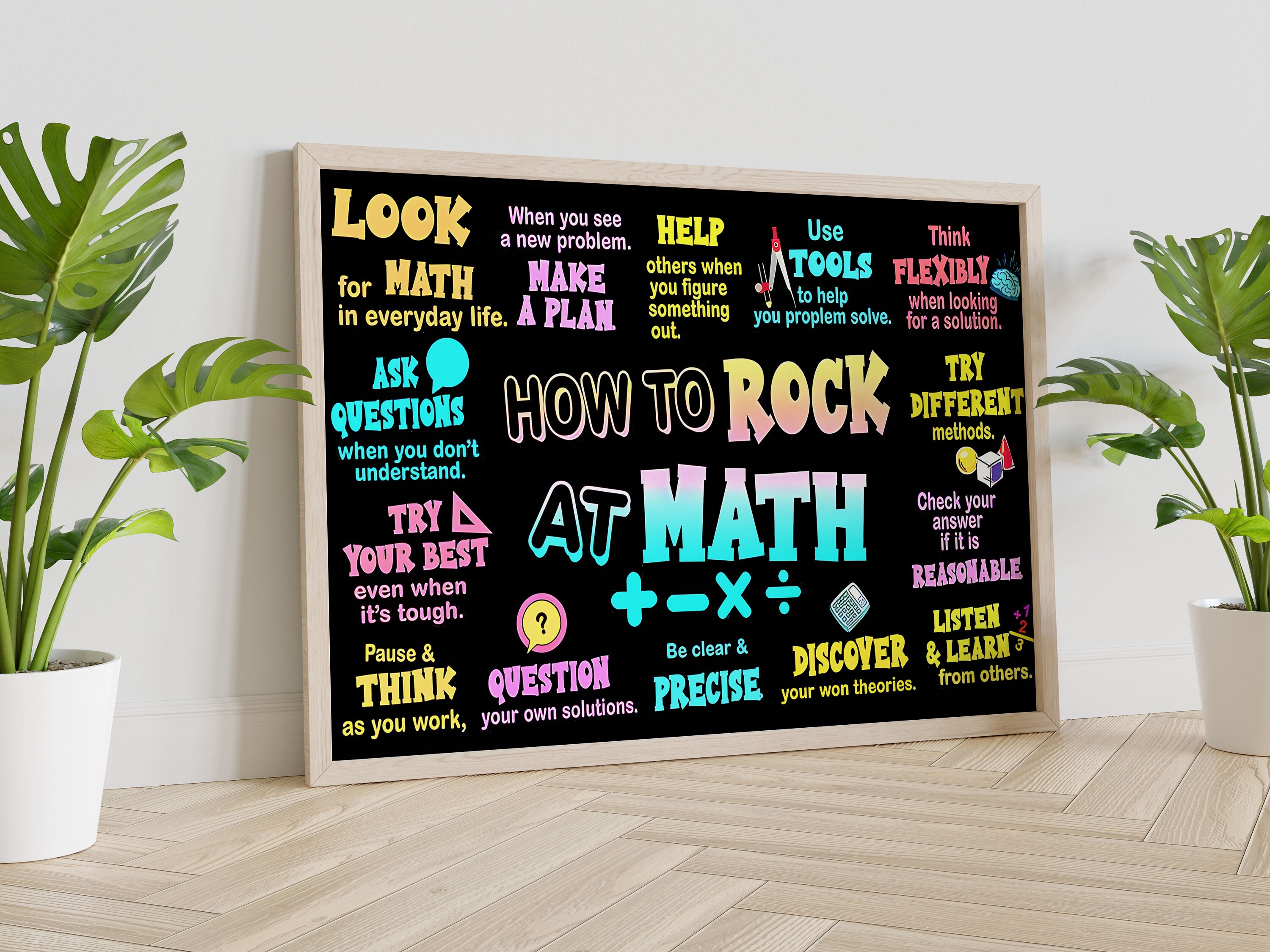 How to Rock at Math Poster, Math Poster, Math Classroom Decor, Math ...