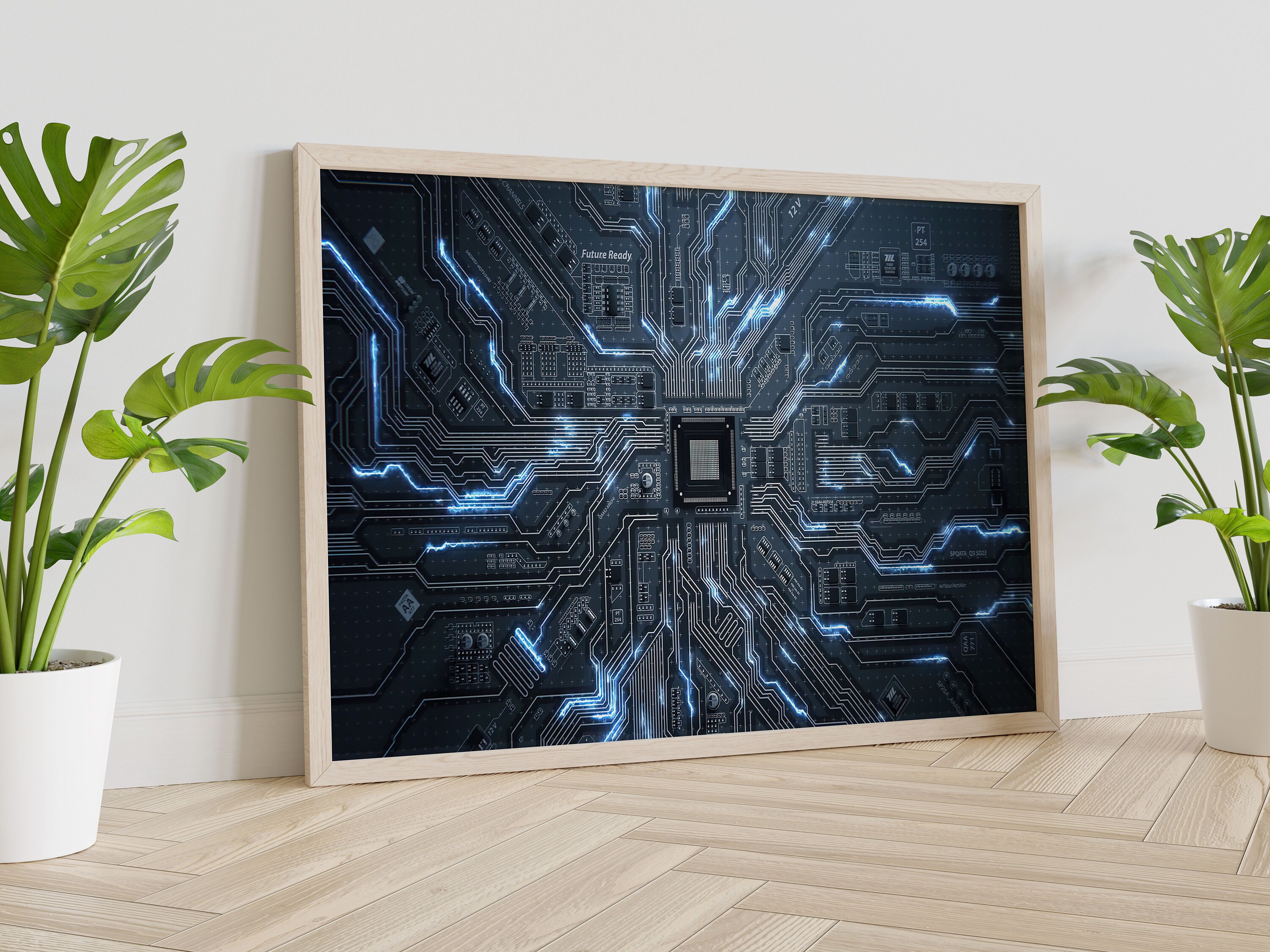 Computer Science Wall Decor, Electronic Wall Art, Extra Large Canvas, Chip Wall Print, Hardware ...