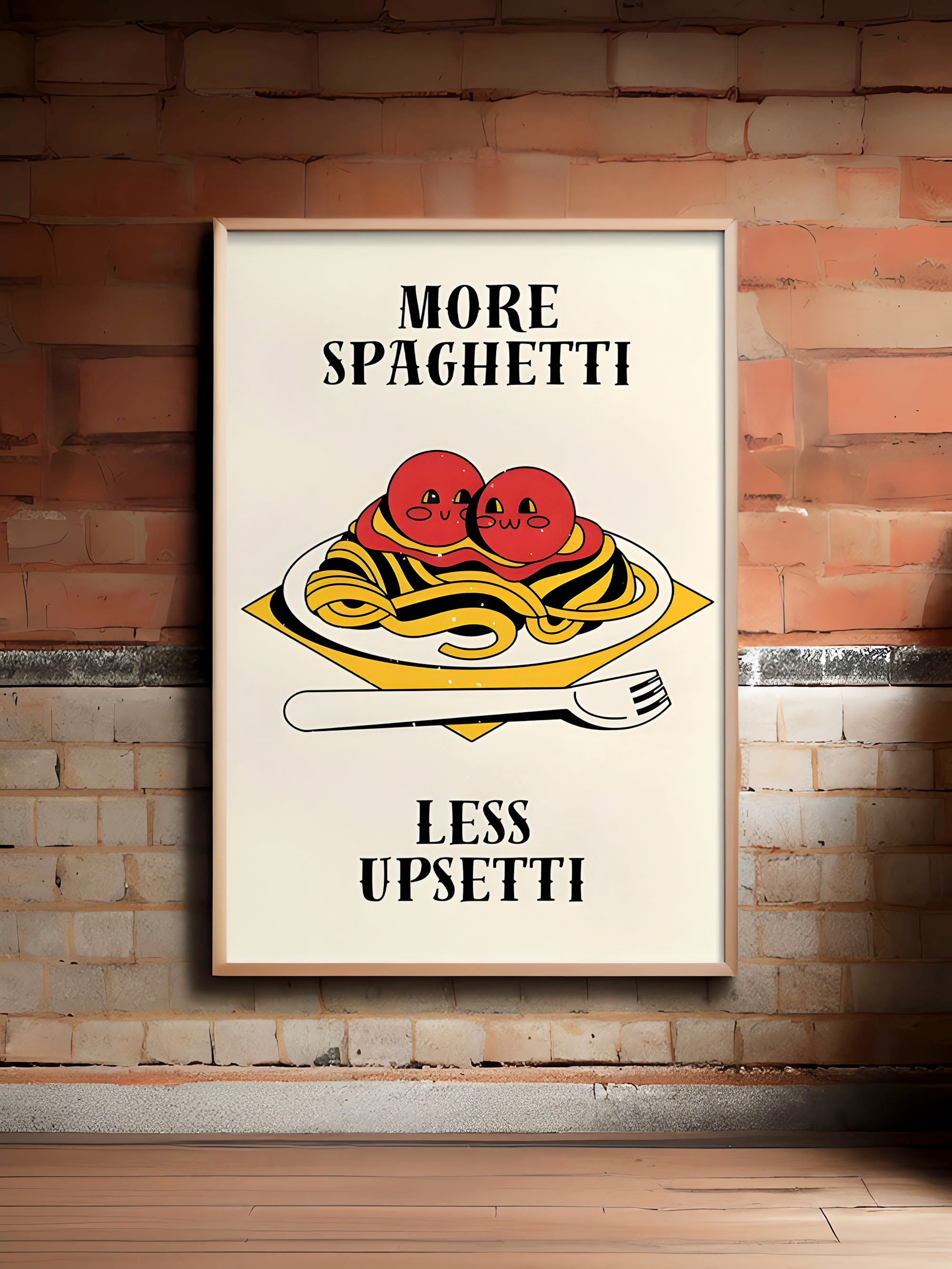 Spaghetti Wall Print, Retro Kitchen Wall Decor, Pasta Print, Spaghetti ...