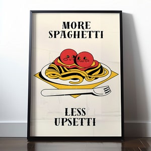 Spaghetti Wall Print, Retro Kitchen Wall Decor, Pasta Print, Spaghetti ...