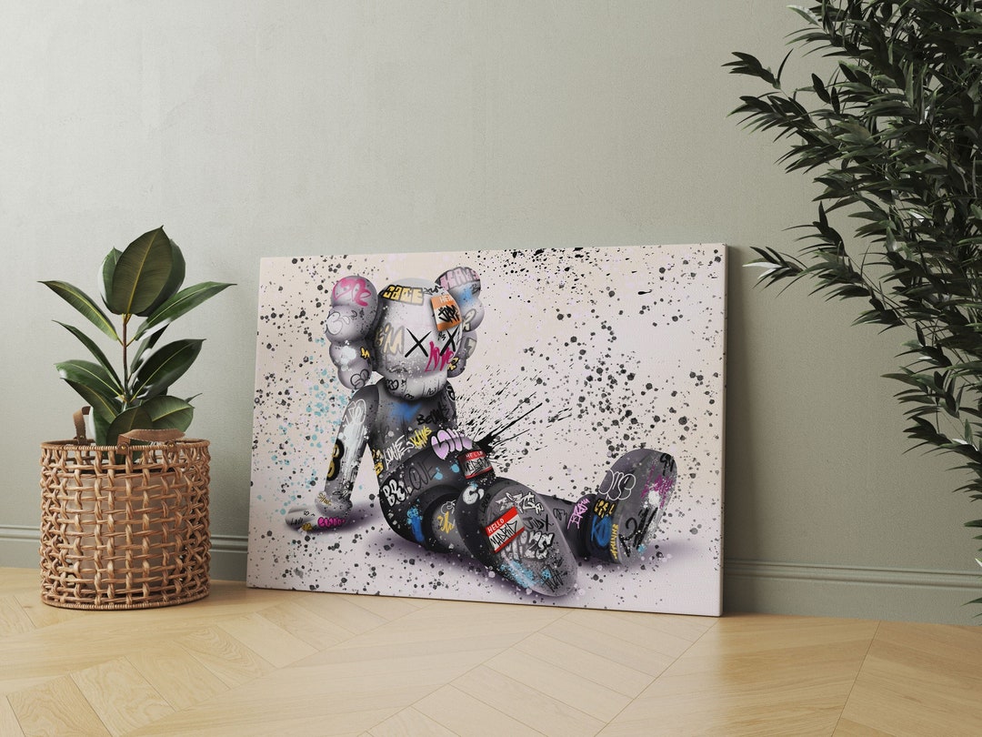 Painting, Cartoon Hypebeast Canvas Kaws Canvas,kaws Canvas Series ...