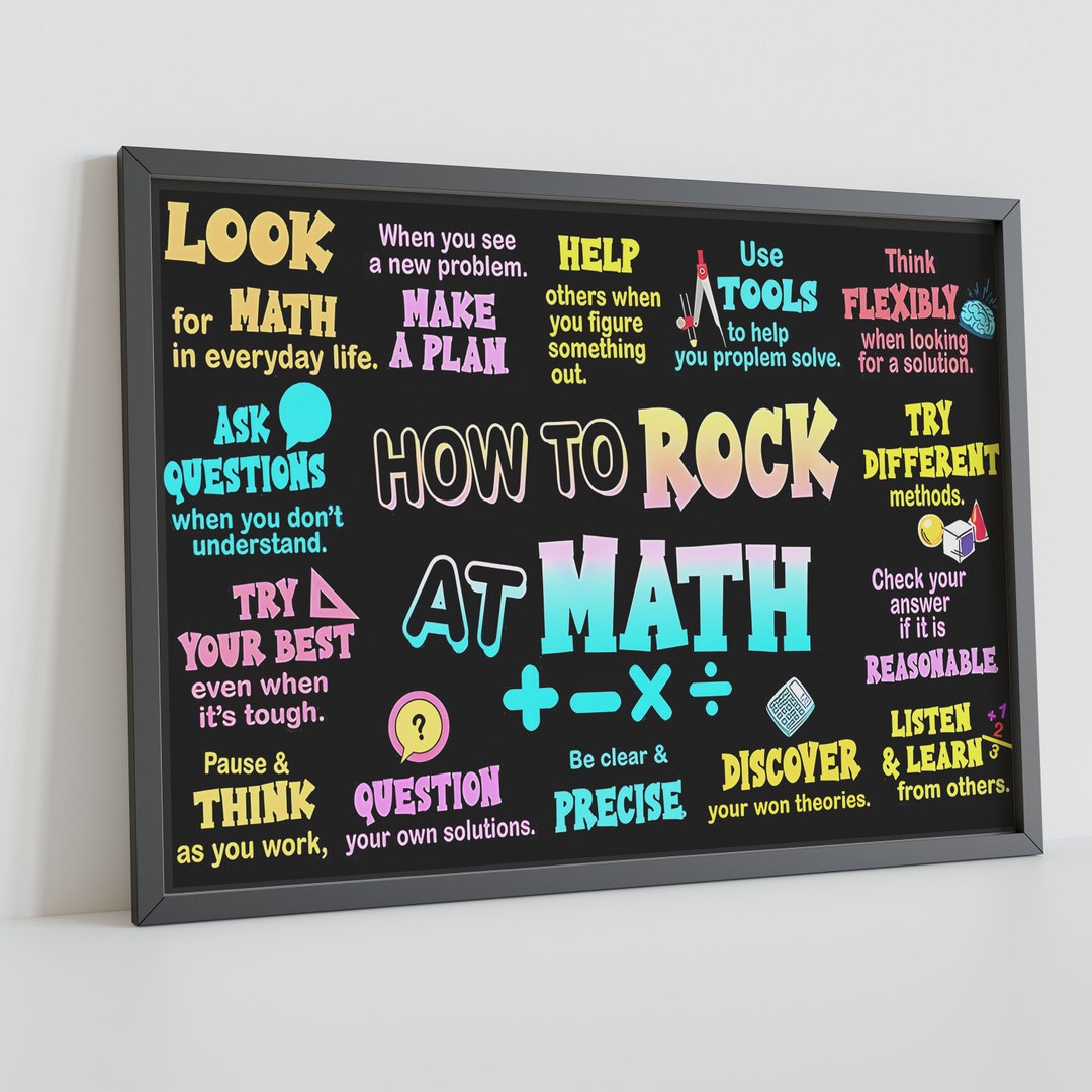 How to Rock at Math Poster, Math Poster, Math Classroom Decor, Math ...