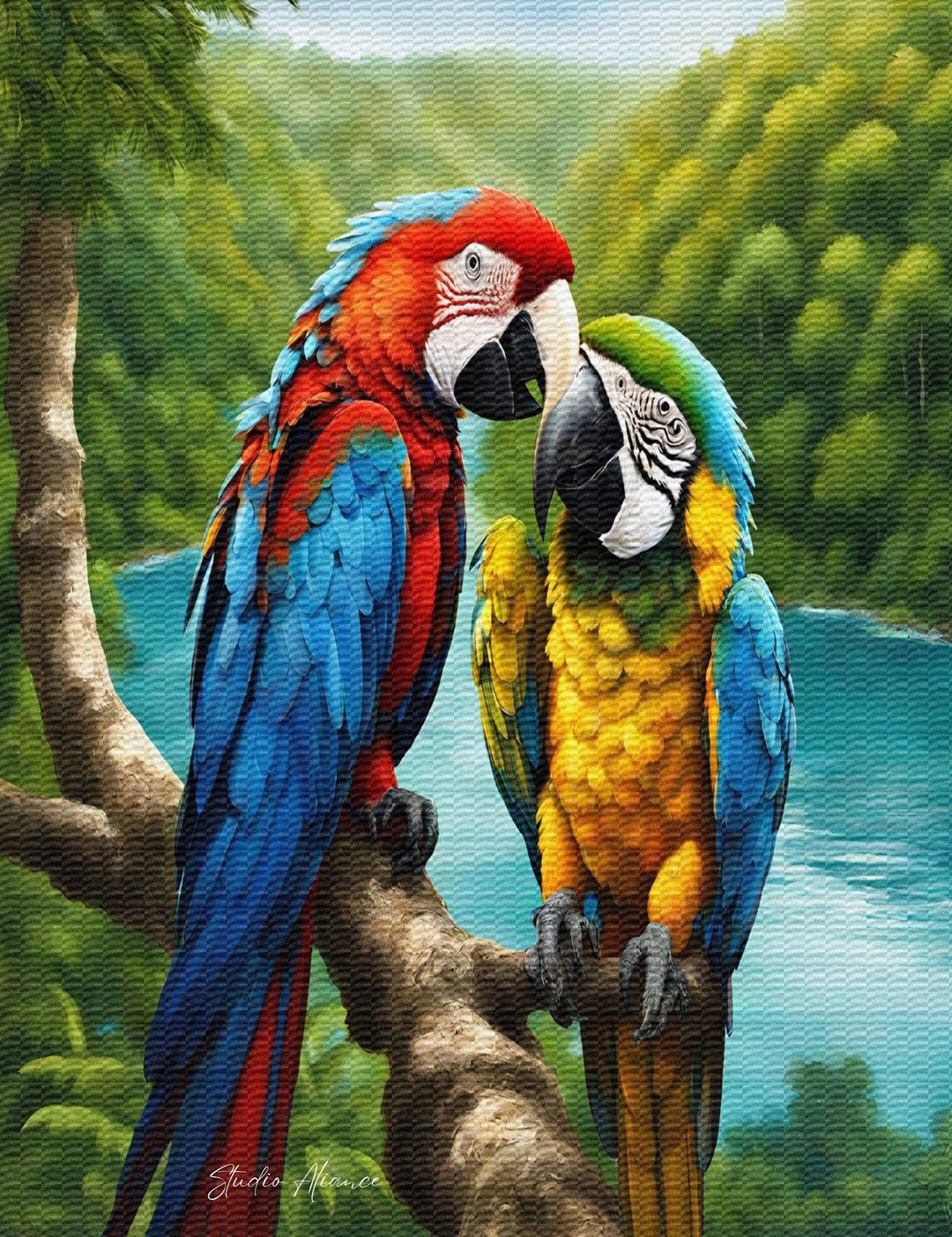 Macaws Oilpainting Digital Painting Finished on Canvas HD - Etsy