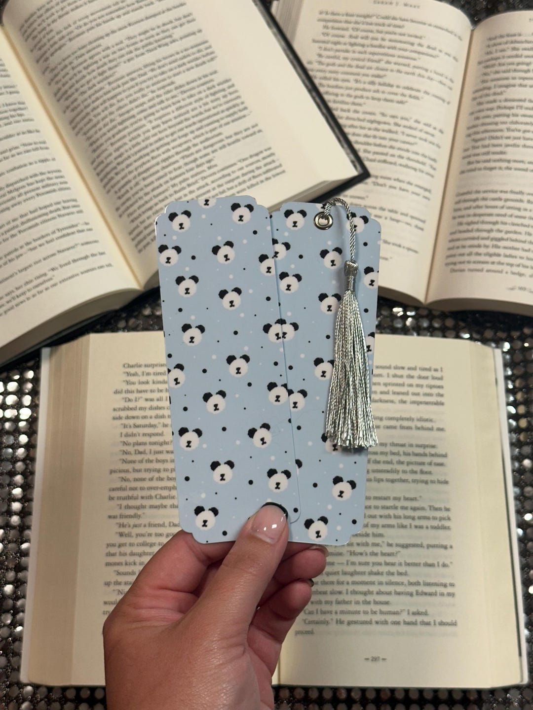 Panda Polka Dot Pattern Bookmark - Glossy Paper and Laminated Bookmark ...