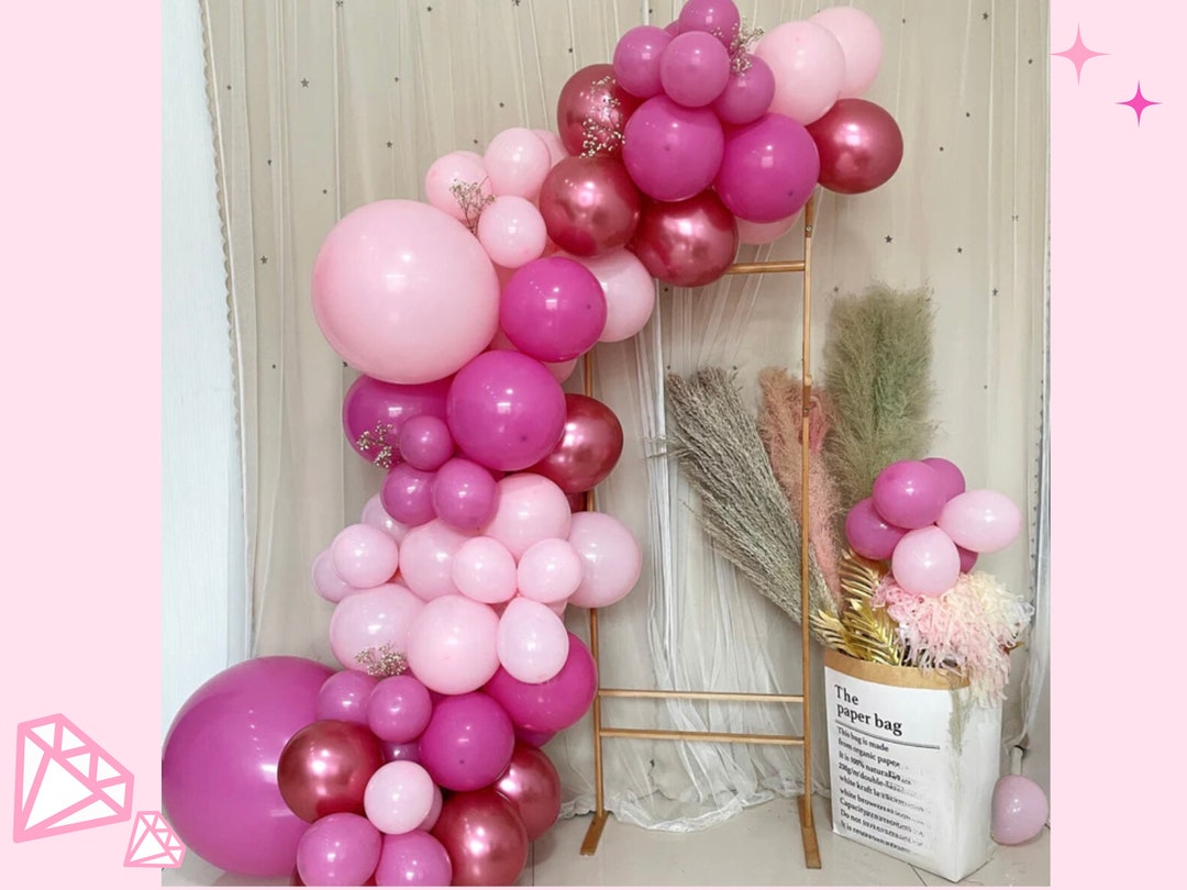 Pink & Rose Gold Balloon Arch Bachelorette Party Bridal Supplies Garden ...