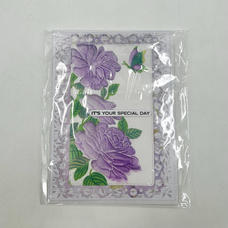 Happy Birthday Purple Floral Handmade Large Card - Etsy