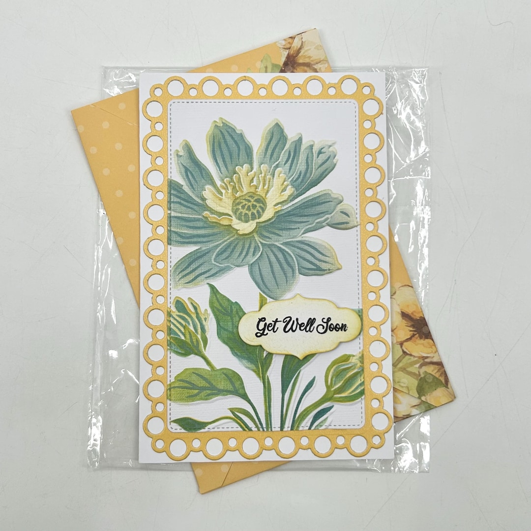 Get Well Soon Blank Handmade Medium Card - Etsy