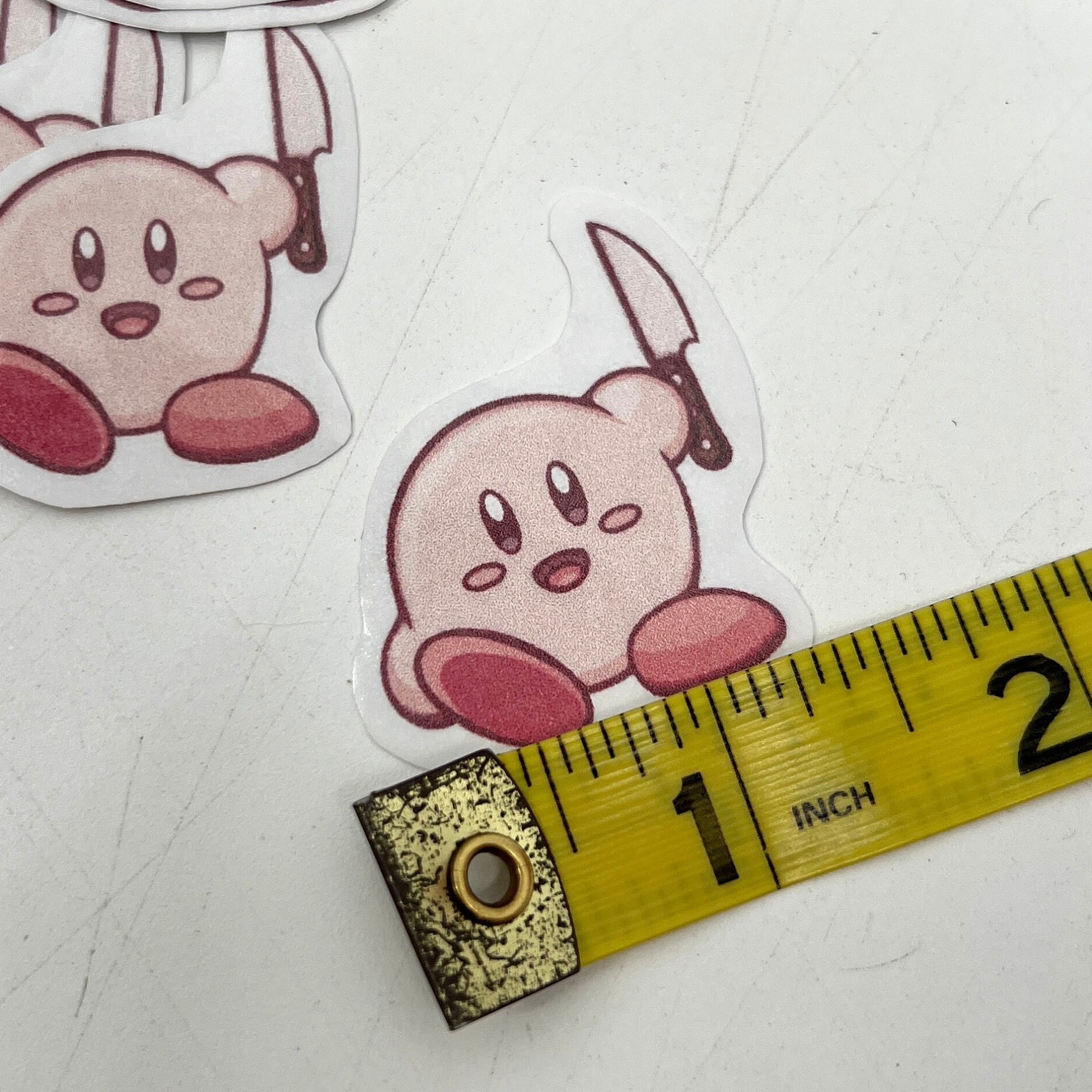 Happy Kirby Knife Small Handmade Sticker - Etsy