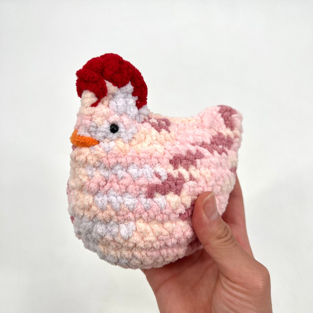 Pink Speckled Crochet Chicken Plushie - Etsy