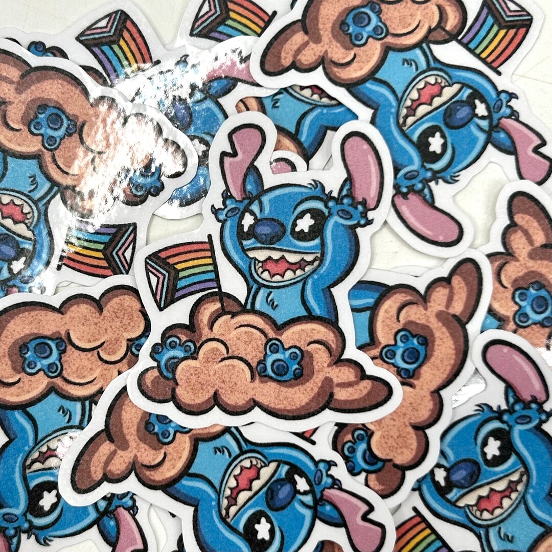 Stitch LGBTQ Progress Pride Flag Small Handmade Sticker - Etsy