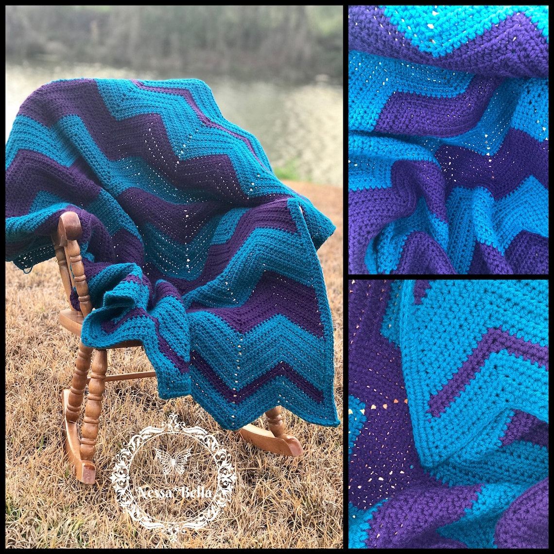 Crochet Purple and Teal Chevron Baby Blanket - Etsy