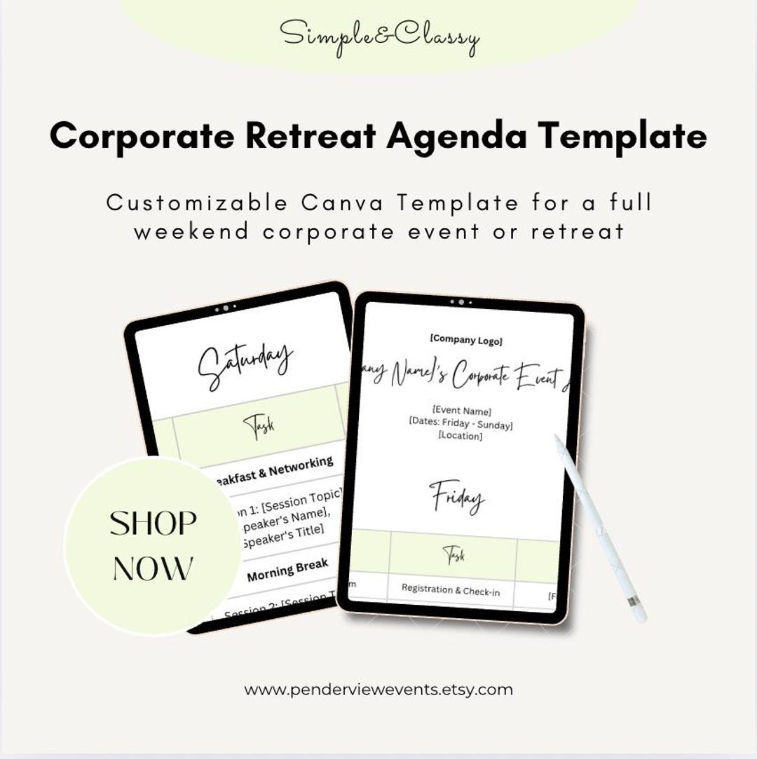 Customizable Weekend Corporate Event Agenda Template - Etsy