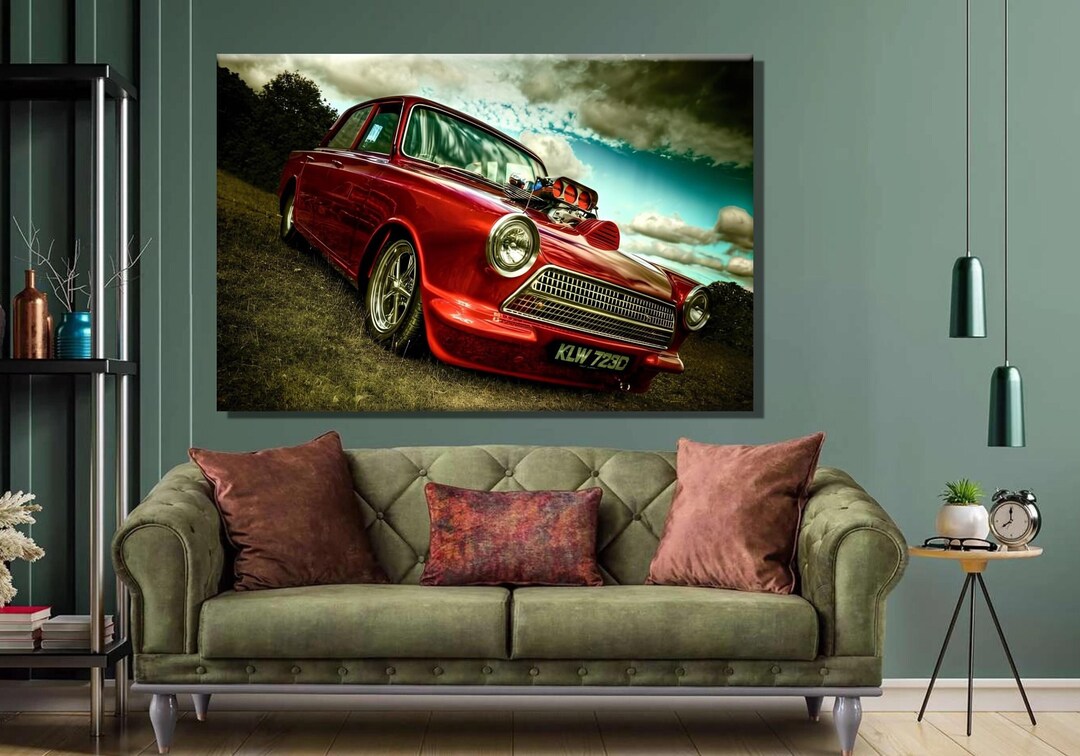 Red Classic Car Canvas Painting,trabant Canvas Wall Art,modified Car ...