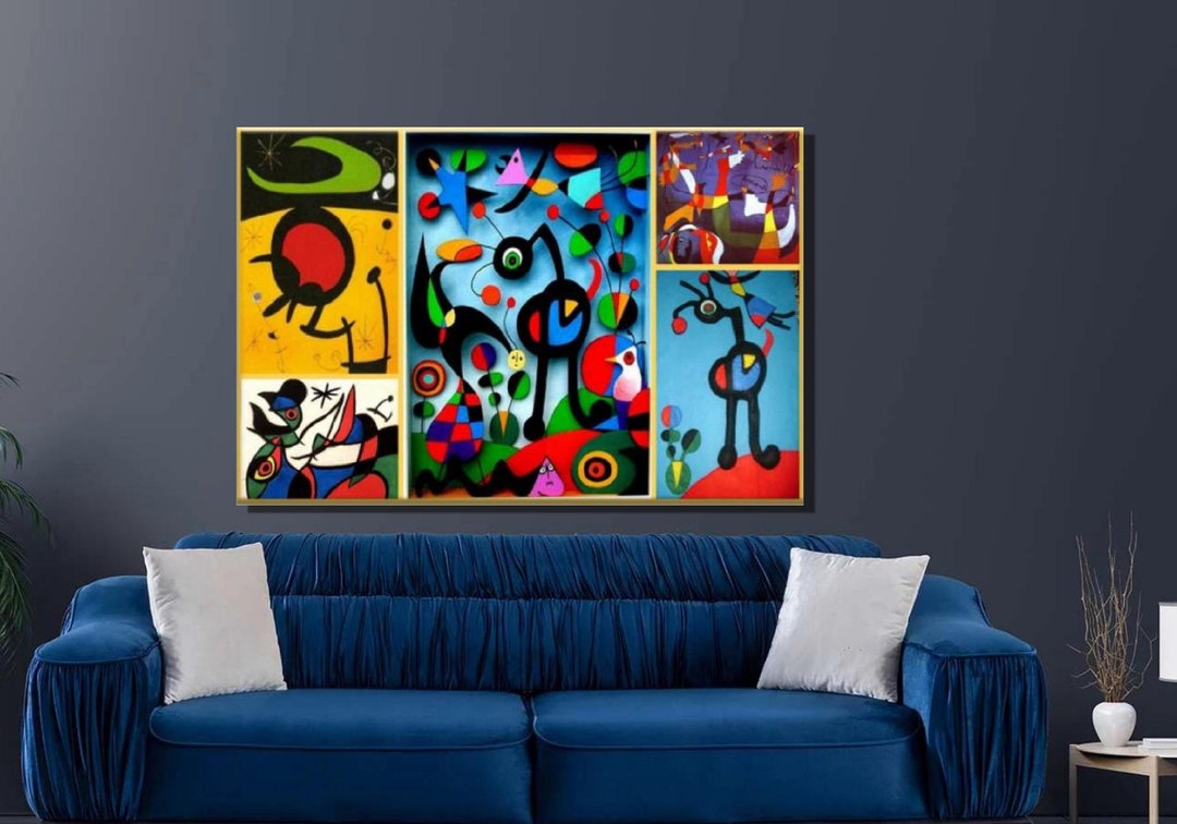 Joan Miro Abstract Art Print, Colorful Collage Canvas Panel - Etsy