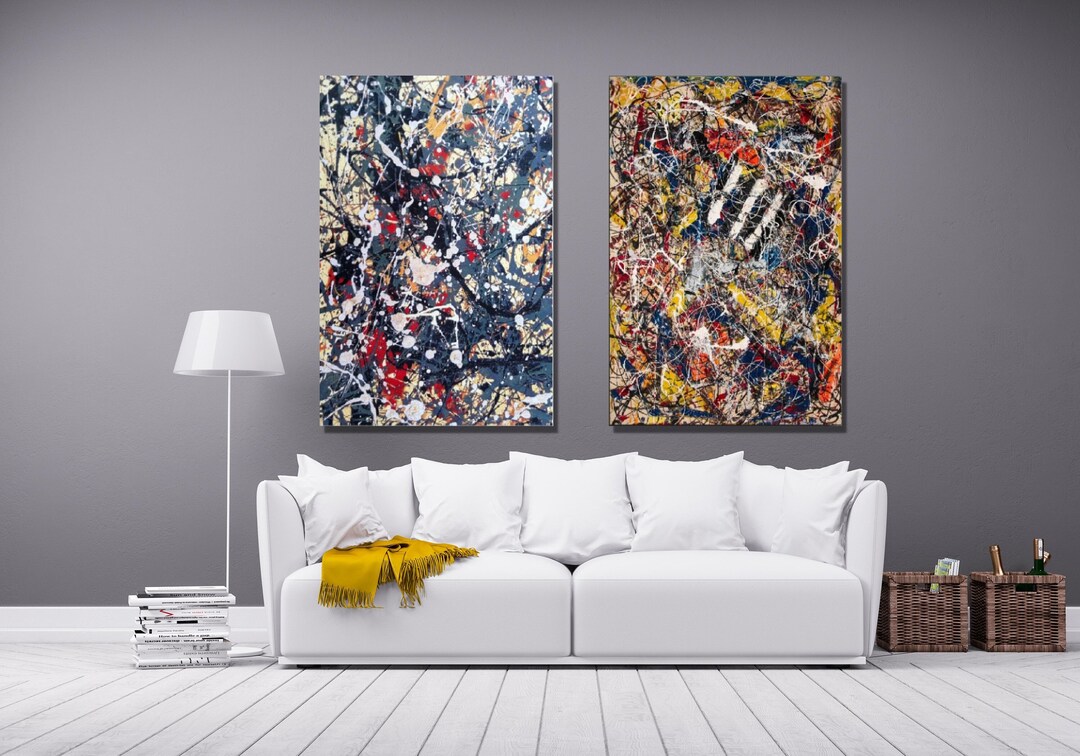 Set of 2 Jackson Pollock Canvas Wall Art,pollock No:8,pollock No 17 ...