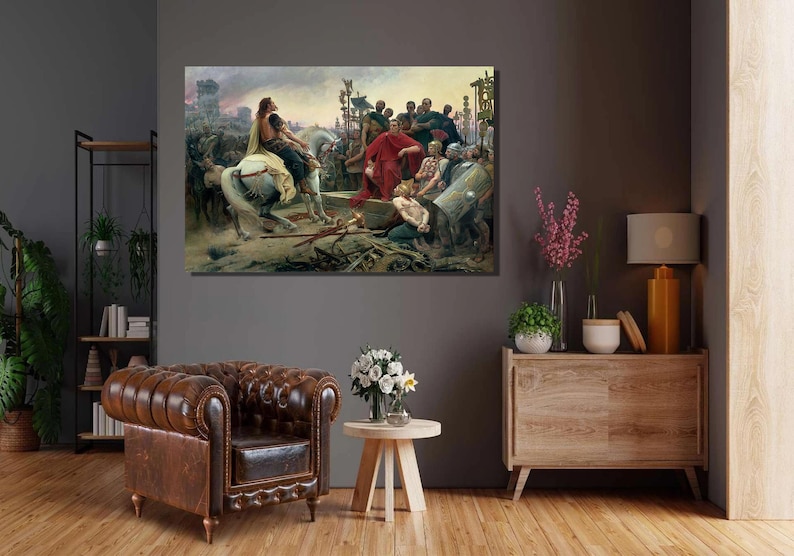 Lionel Royer Canvas Painting, Vercingetorix Surrender to Caesar, Wall ...