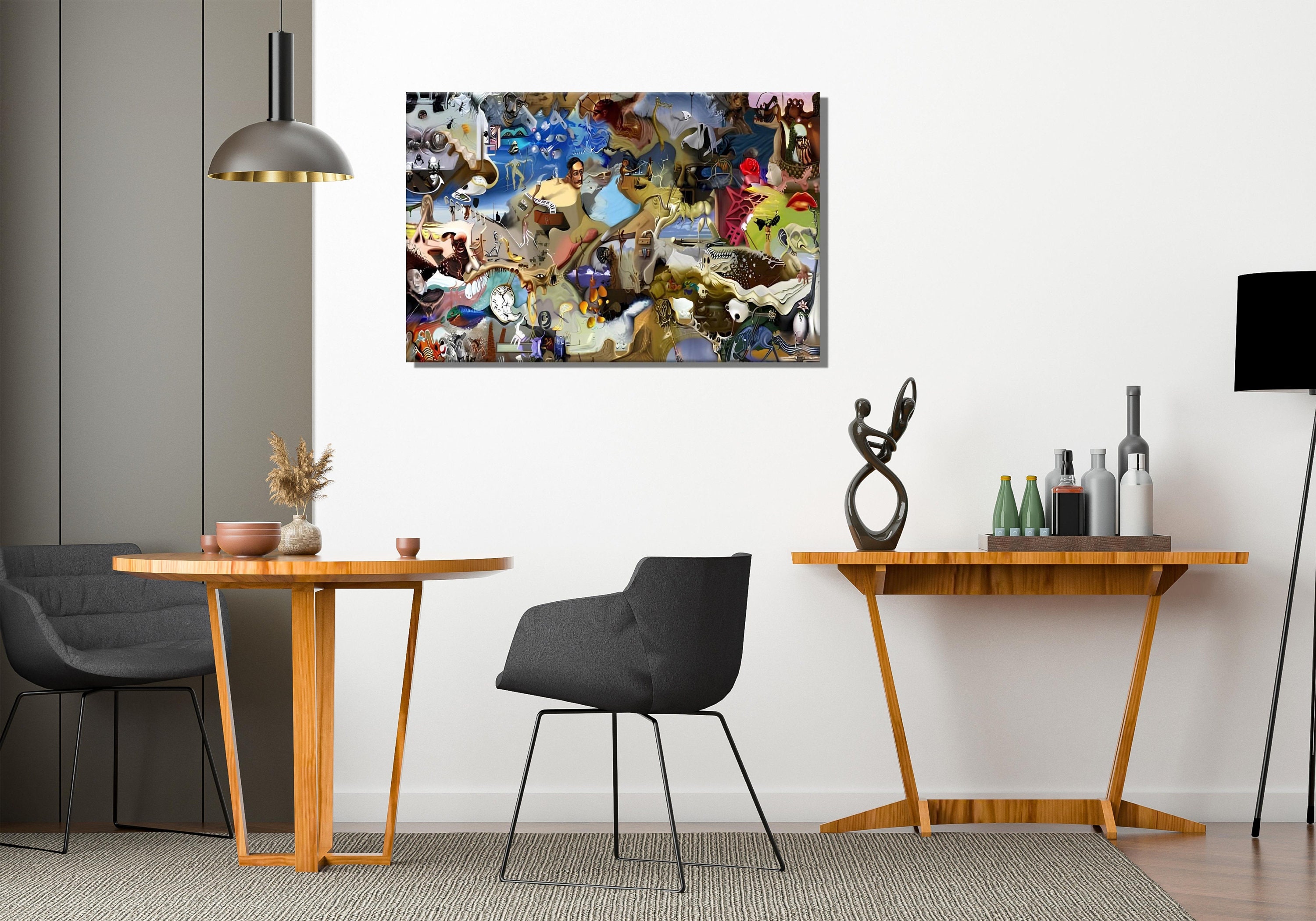 Salvador Dali Collage Art Print,surrealism Art, Salvador Dalí Canvas ...