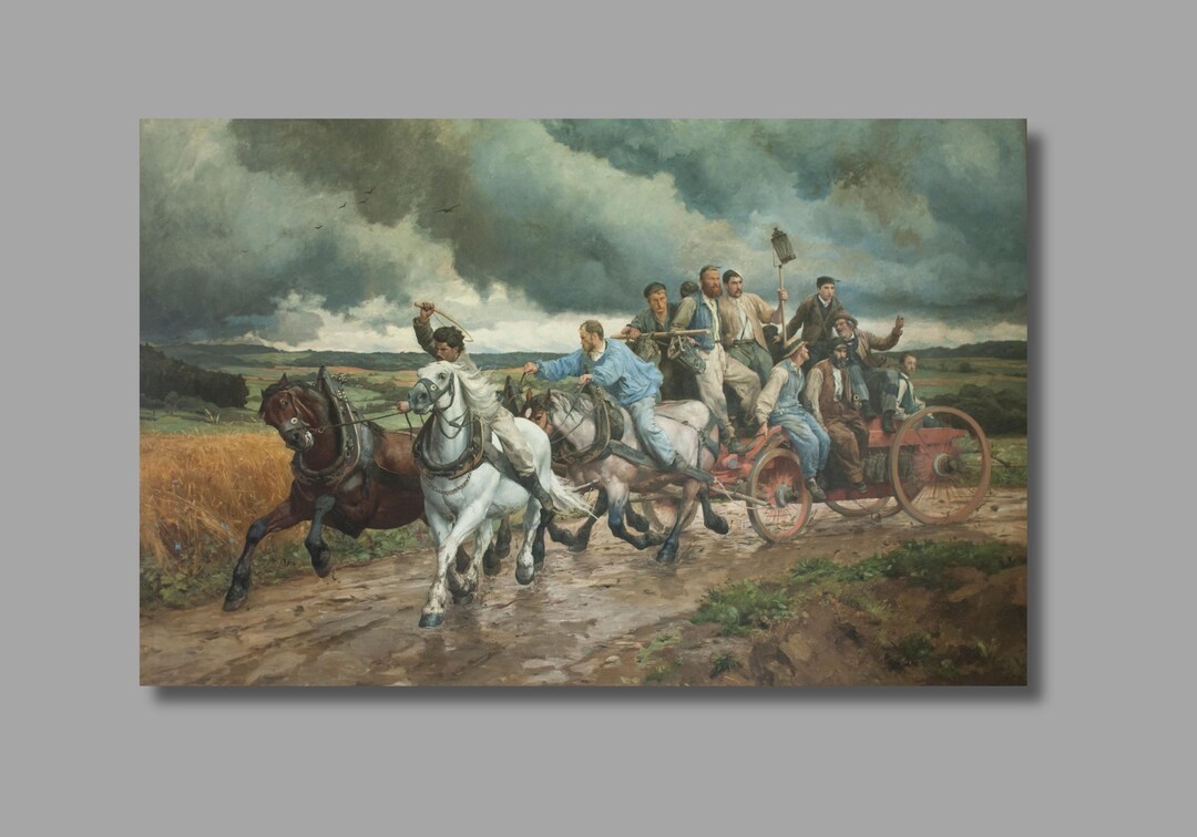 Eugène Burnand 'the Fire Engine' Canvas Art Print, Animal Poster, Wall ...