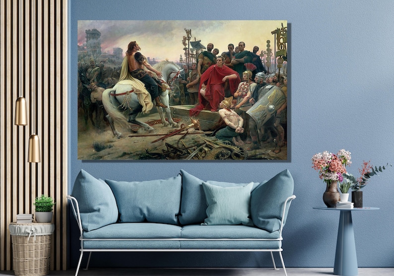Lionel Royer Canvas Painting, Vercingetorix Surrender to Caesar, Wall ...