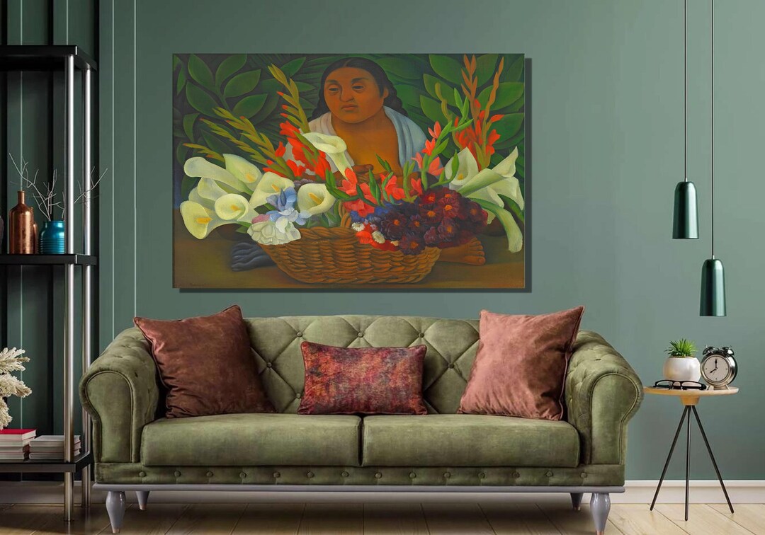 Diego Rivera the Flower Carrier Art Print, Diego Rivera Canvas Wall Art ...