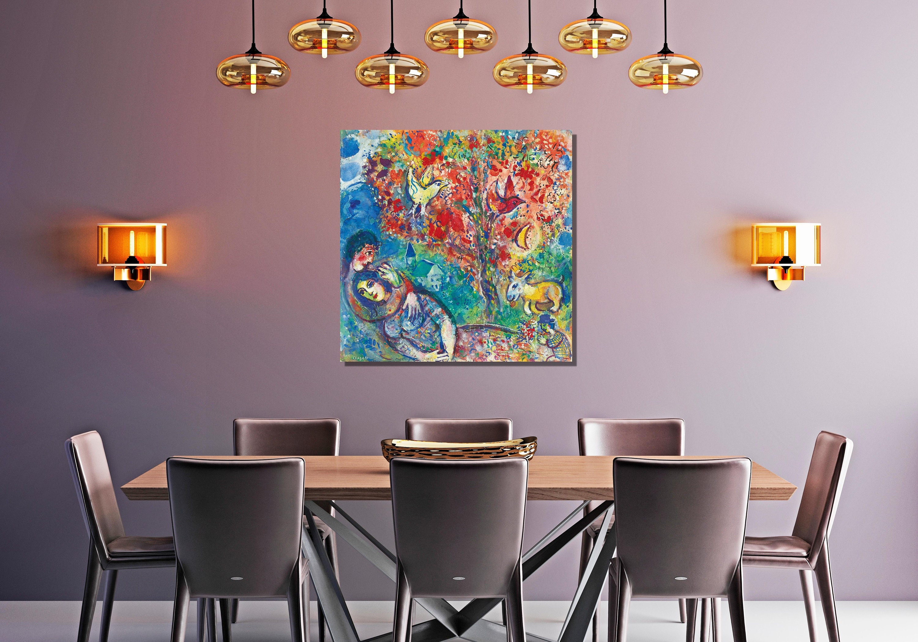 Marc Chagall Couple Under Tree Art Print, Marc Chagall Canvas Wall Art ...