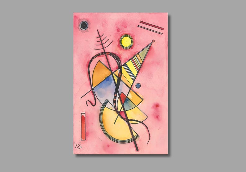 Wassily Kandinsky Pink Painting Art Print: Abstract Canvas Wall Decor ...