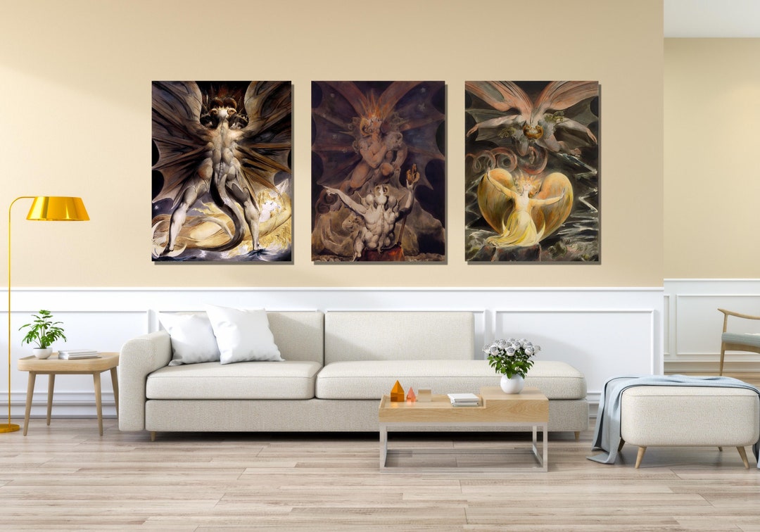 Set of 3 William Blake Paintings,william Blake Canvas Wall Art,william ...