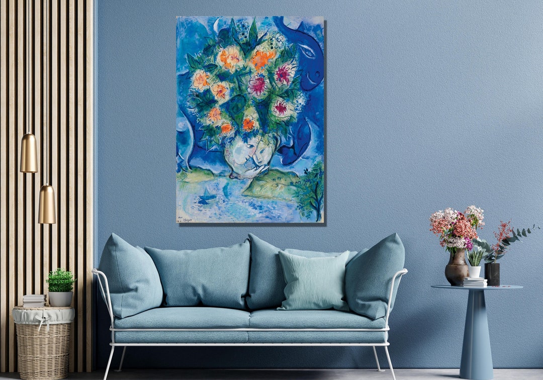 Marc Chagall Canvas Wall Art,marc Chagall Animal in the Flowers Art ...