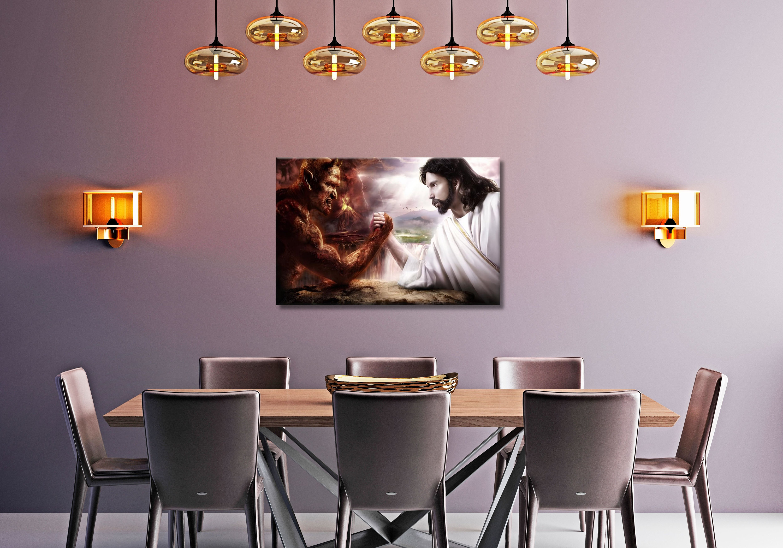 Jesus Christ Vs Devil Canvas Poster, Jesus & Devil, Lucifer Vs Jesus ...