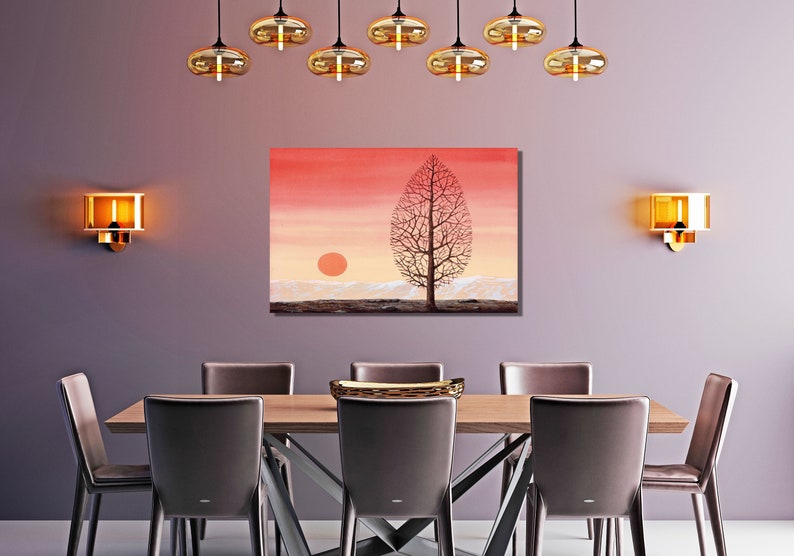 Magritte Tree Canvas Art Print, Surrealist Wall Decor - Etsy