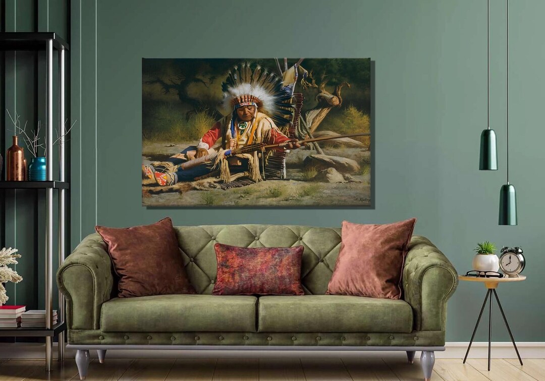Native American Canvas Painting,indian Canvas Wall Art,indigenous ...