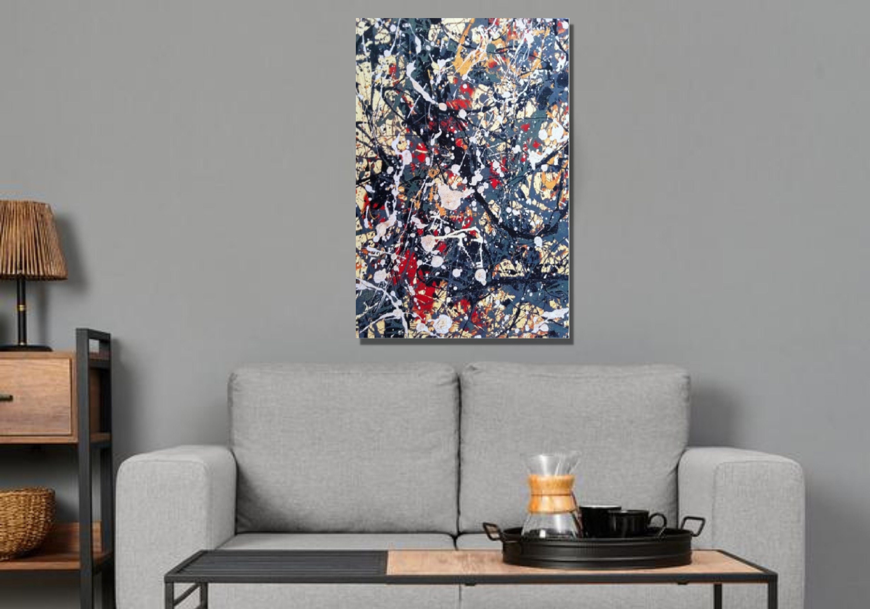 Jackson Pollock Blue Abstract Art Print,jackson Pollock Canvas Wall Art ...