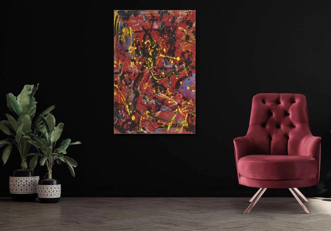 Jackson Pollock Red Abstract Art Canvas Print: Modern Wall Decor - Etsy