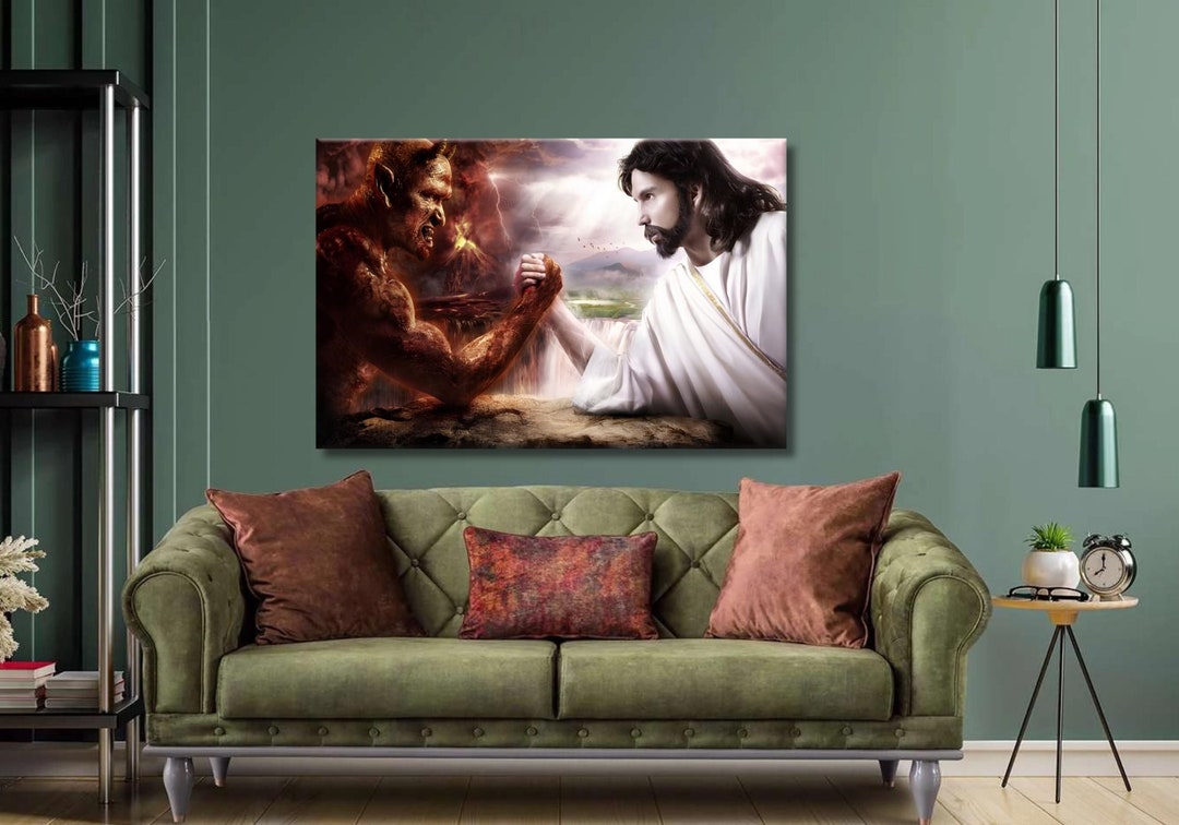 Jesus Christ Vs Devil Canvas Poster, Jesus & Devil, Lucifer Vs Jesus ...