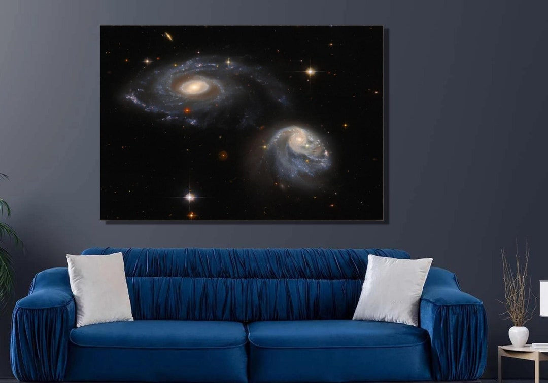 Two Galaxies Poster ,hubble Snaps a Pair of Interacting Galaxies CANVAS ...