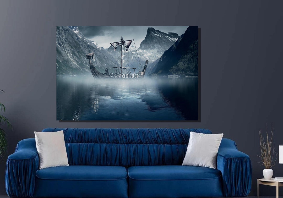 Viking Ship Canvas Art: Ragnar Lodbrok Dragon Ship Wall Decor - Etsy
