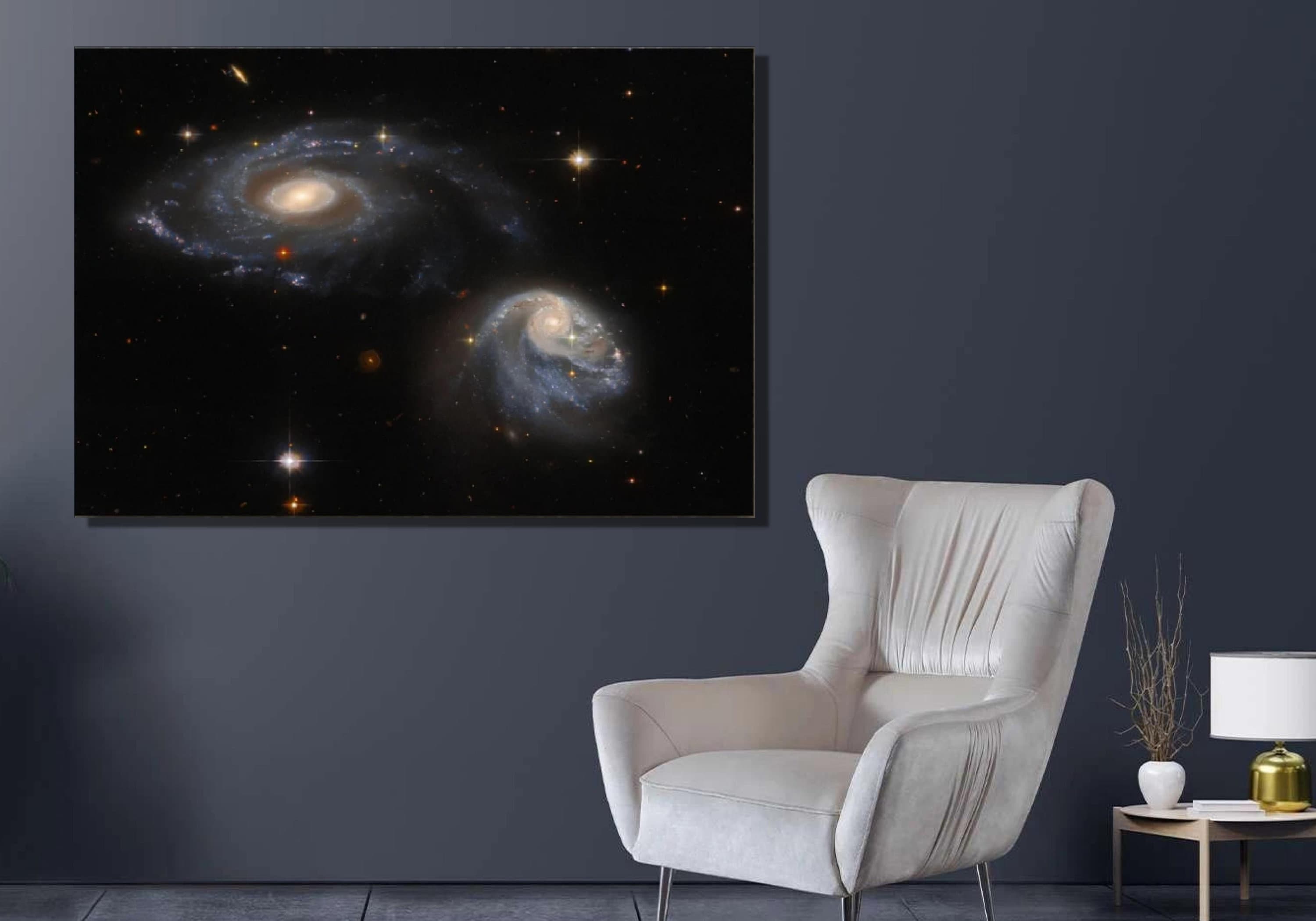 Two Galaxies Poster ,hubble Snaps a Pair of Interacting Galaxies CANVAS ...