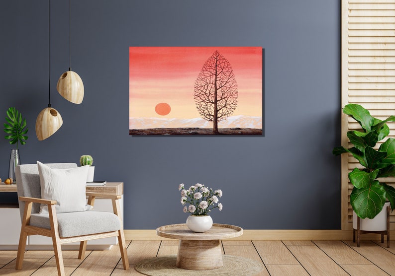 Magritte Tree Canvas Art Print, Surrealist Wall Decor - Etsy