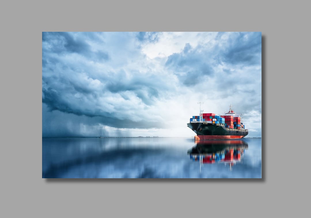 International Container Cargo Ship Poster Art Canvas Print,nautical ...