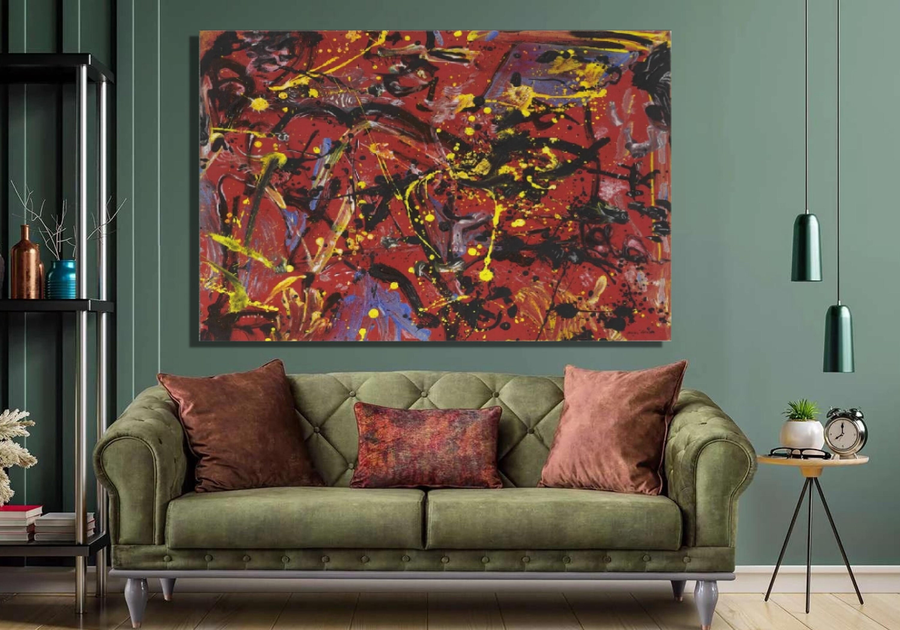 Jackson Pollock Red Abstract Art Canvas Print: Modern Wall Decor - Etsy