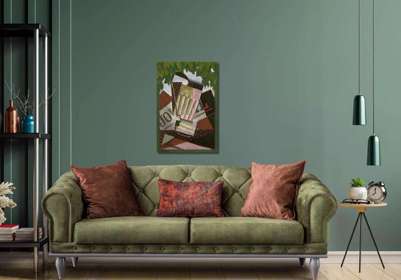 Glass, Newspaper and Leaves - Juan Gris, Canvas Art Print, Cubist Decor ...