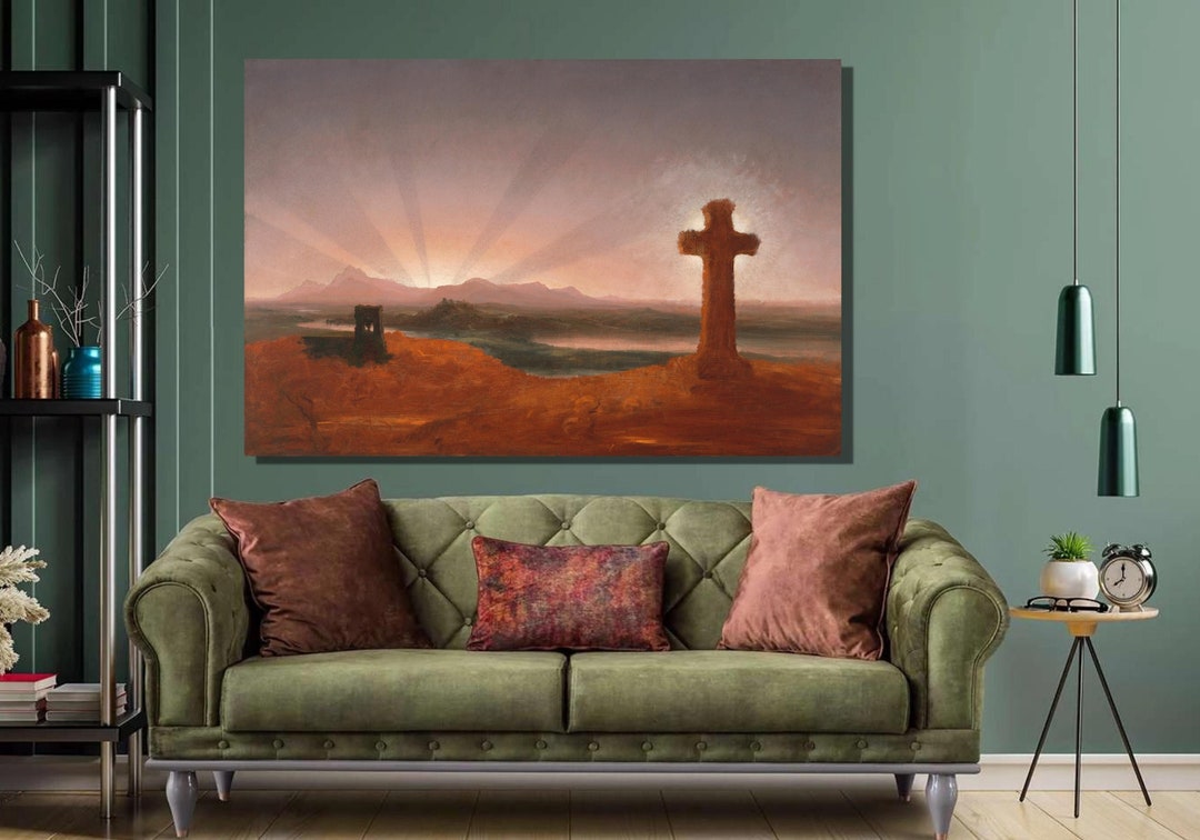 Thomas Cole Cross at Sunset Art Print,thomas Cole Canvas Wall Art ...